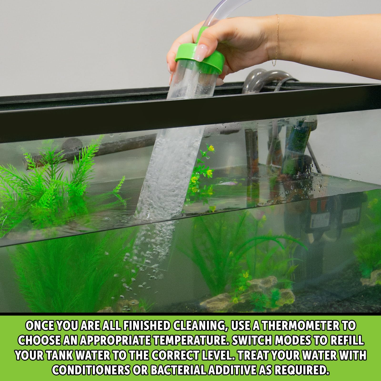 Python No Spill Clean and Fill Aquarium Maintenance System, Complete Ready-to-Use Gravel Cleaner and Water Changer for Fish Tanks, 50 Foot