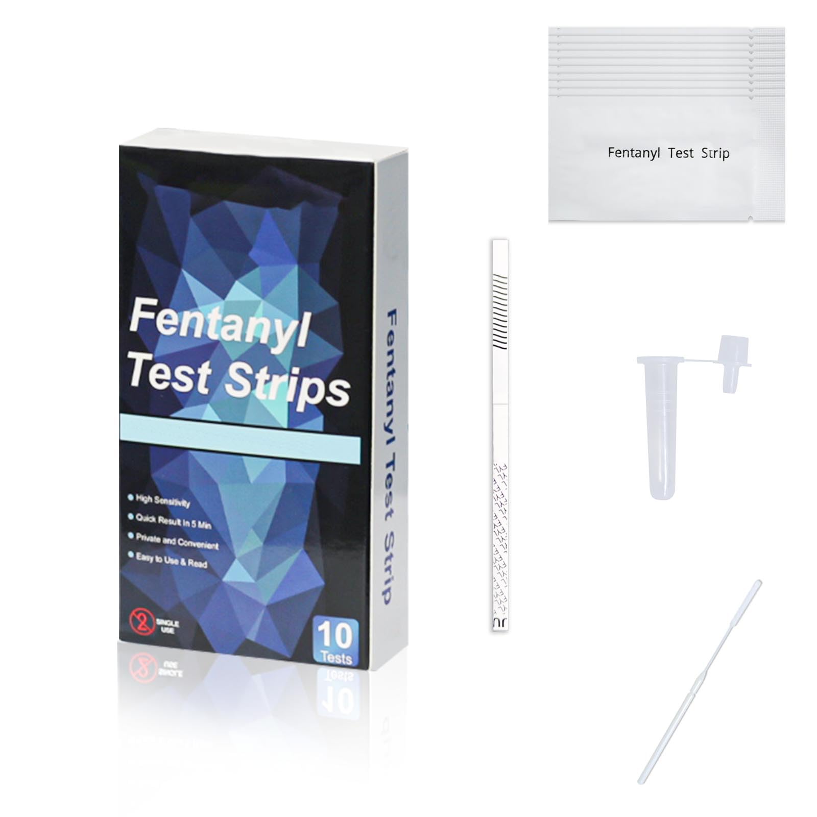Fentanyl Testing Strips, EZING Fentanyl Test Strip Kit,High Sensitive, Rapid Response, Easy to Use and Read, 10 Test Strips Per Pack