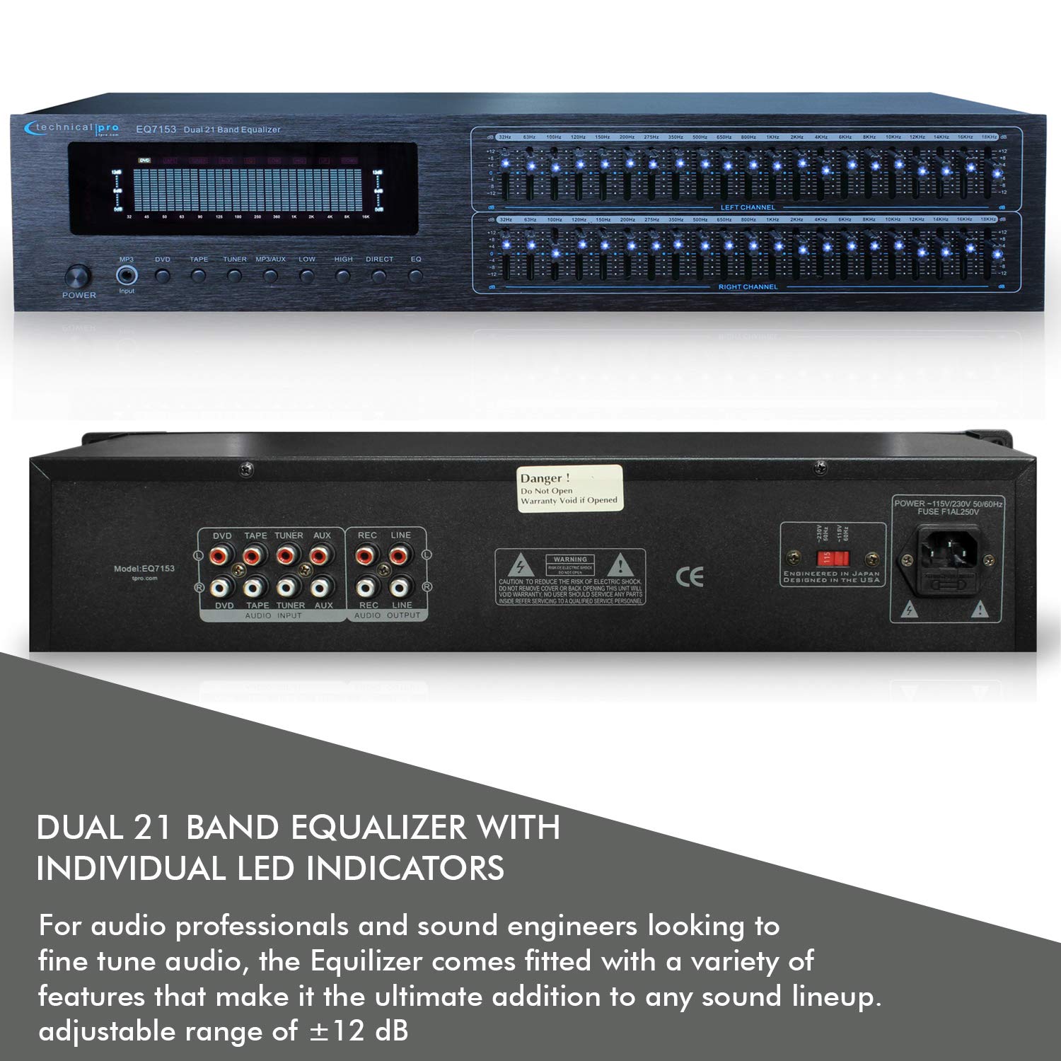 Technical Pro Dual 21 Band Professional Stereo Equalizer with Individual LED Indicators