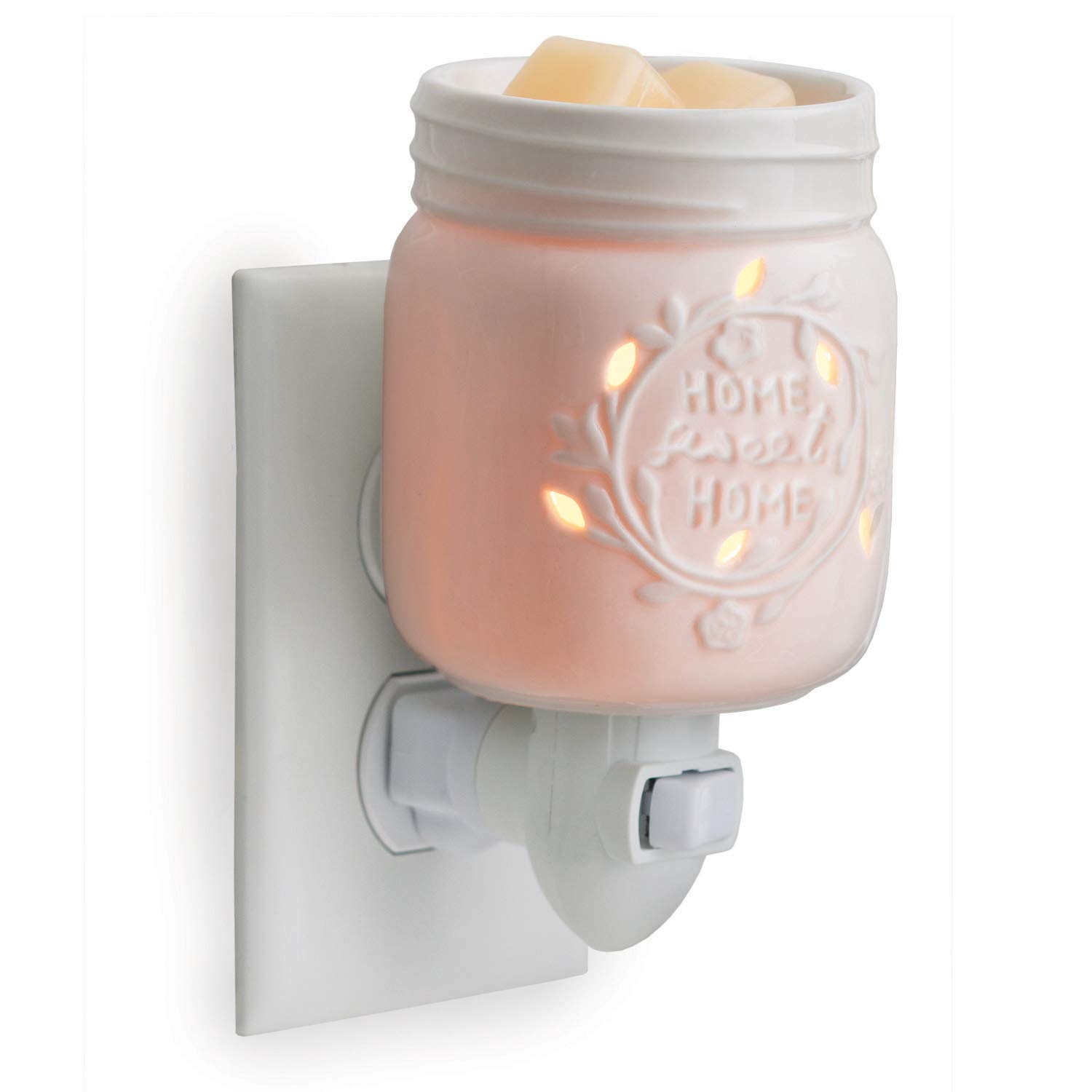 CANDLE WARMERS ETC Pluggable Fragrance Warmer- Decorative Plug-in for Warming Scented Candle Wax Melts and Tarts or Fragrance Oils, Mason Jar White Porcelain
