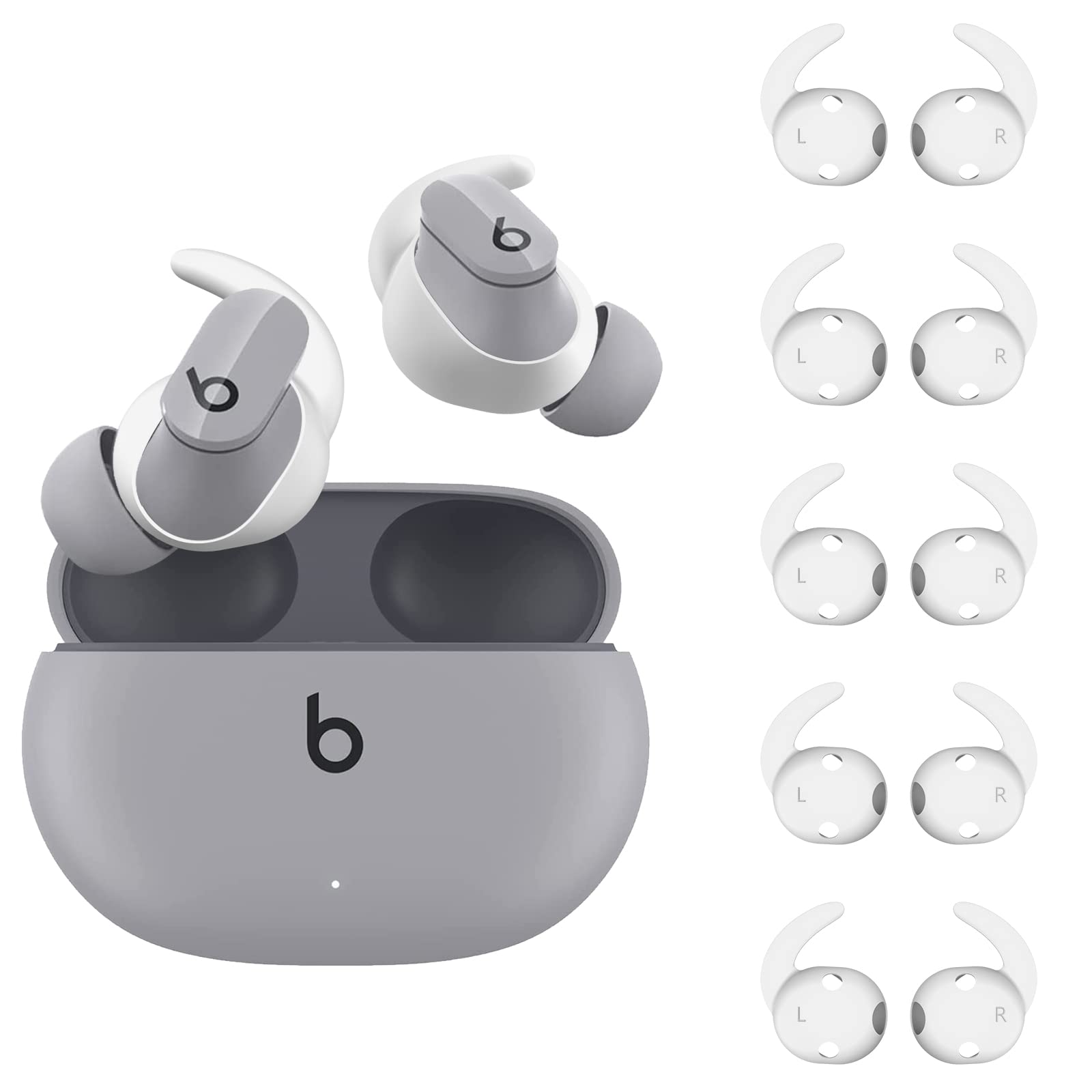 Ear Hooks for Beats Studio Buds, Ear Hook Accessories Compatible with Beats Studio Bud 2021 Silicone Anti-Slip EarTips Cover Holder (White)
