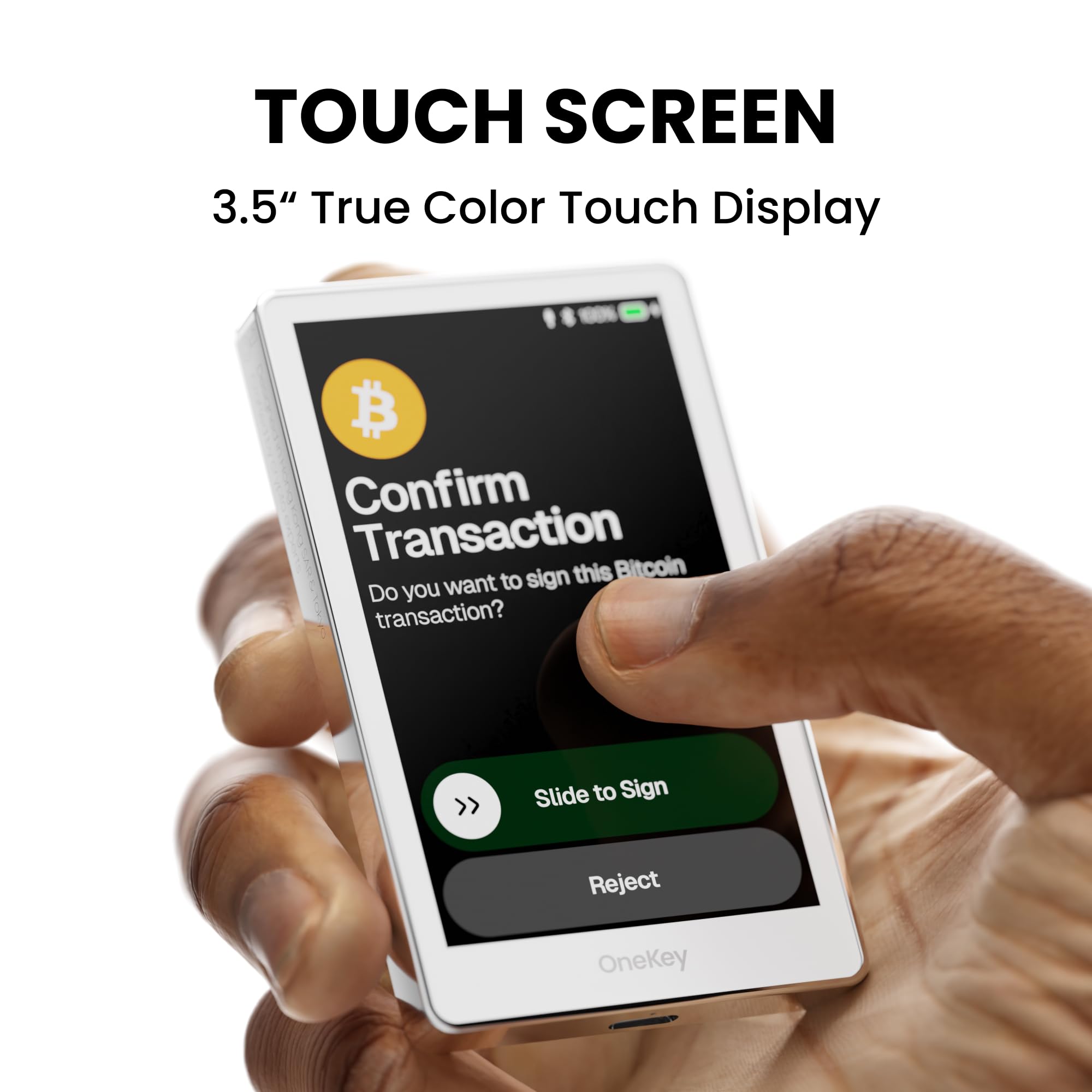 Crypto Hardware Wallet OneKey Pro - 4 EAL 6+ Highest Security Chips, 5000+Coins & NFT, Anti-Tamper 3.5" TouchScreen, HD Camera & Bluetooth, Fingerprint Unlock, Cold Storage for BTC, ETH, SOL, BNB...