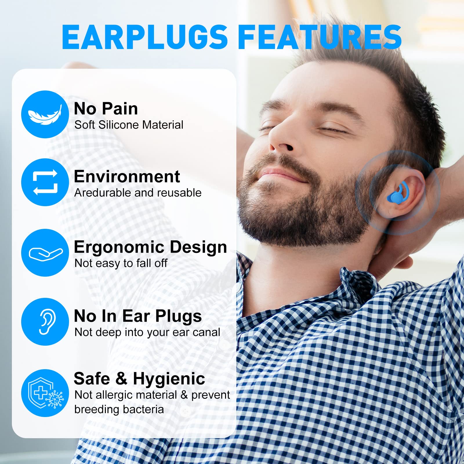 Ear Plugs for Sleeping Noise Cancelling,Noise Cancelling Ear Plugs, for Work, Travel, and All Loud Events,Blue