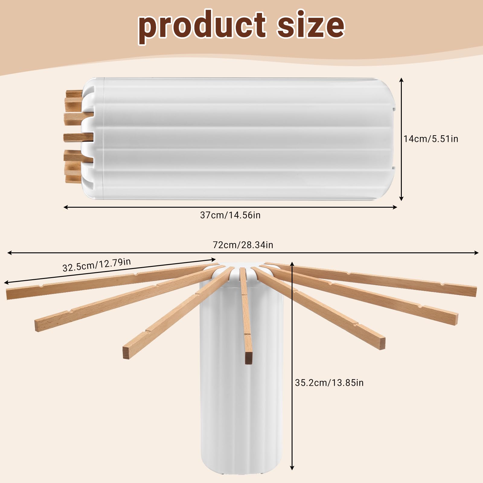 Essenhome Space-Efficient Wall Mounted Drying Rack - Foldable, Nail-Free Installation, Solid Wood Design with 7 Adjustable Arms for Laundry and Towels - Ideal for Bathroom, Bedroom, RV, & Balcony