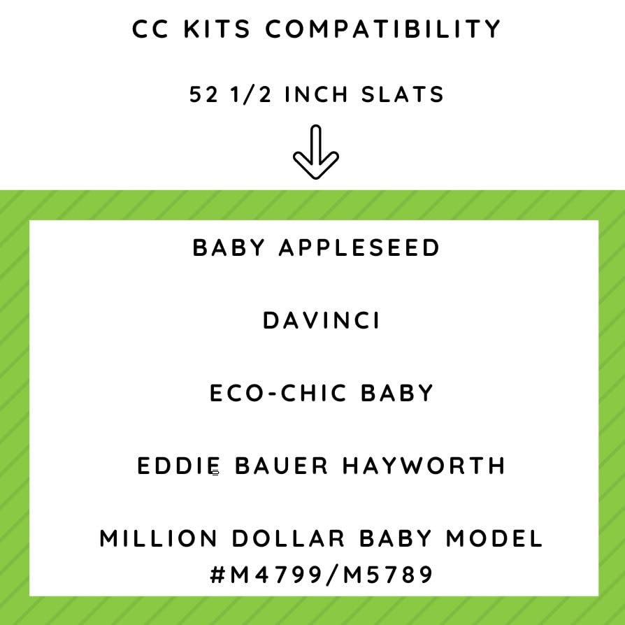 CC KITS Set of Eight (8) 52 1/2 Inch Full/Double Size Solid Wood Support Bed Slats|Use Crib Conversion Kits|Platform Frame for Mattress|Bunkie Board, Box Spring or Foundation Replacement Option