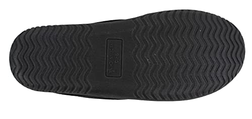 IZOD Men's Classic Two-Tone Moccasin Slipper, Winter Warm Slippers with Memory Foam, Size 13-14, Solid Black