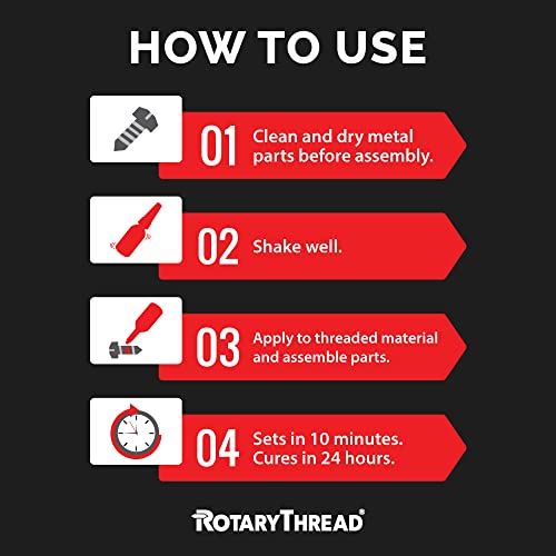 Permanent Hold Threadlocker, Heavy Duty High Strength Adhesive Locks Metal Fasteners Curing Sealant 0.35oz (RT272) by Rotary Thread