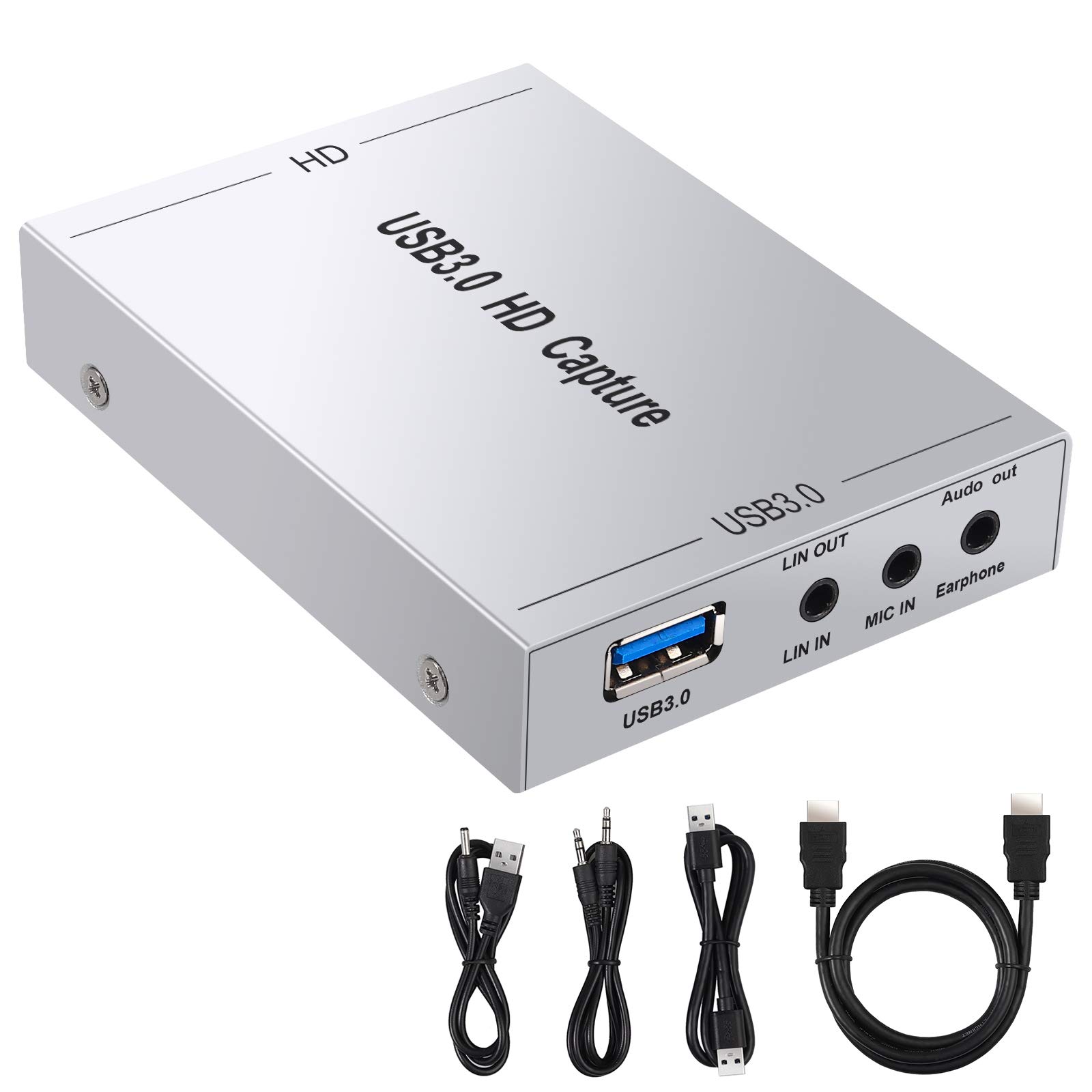 CAMWAY HDMI Game Capture Card USB3.0 Video Capture 1080P HDMI to USB3.0 Live Video Capture Game Capture with HDMI Loop-Out Support HD1080P 60HZ Windows YouTube Twitch for PS3 PS4 Xbox Wii U