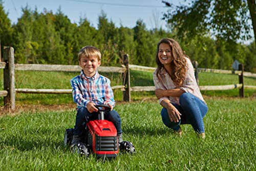 Huffy Kids Electric 12V Ride On Mini Mower Bubble Tractor, Red