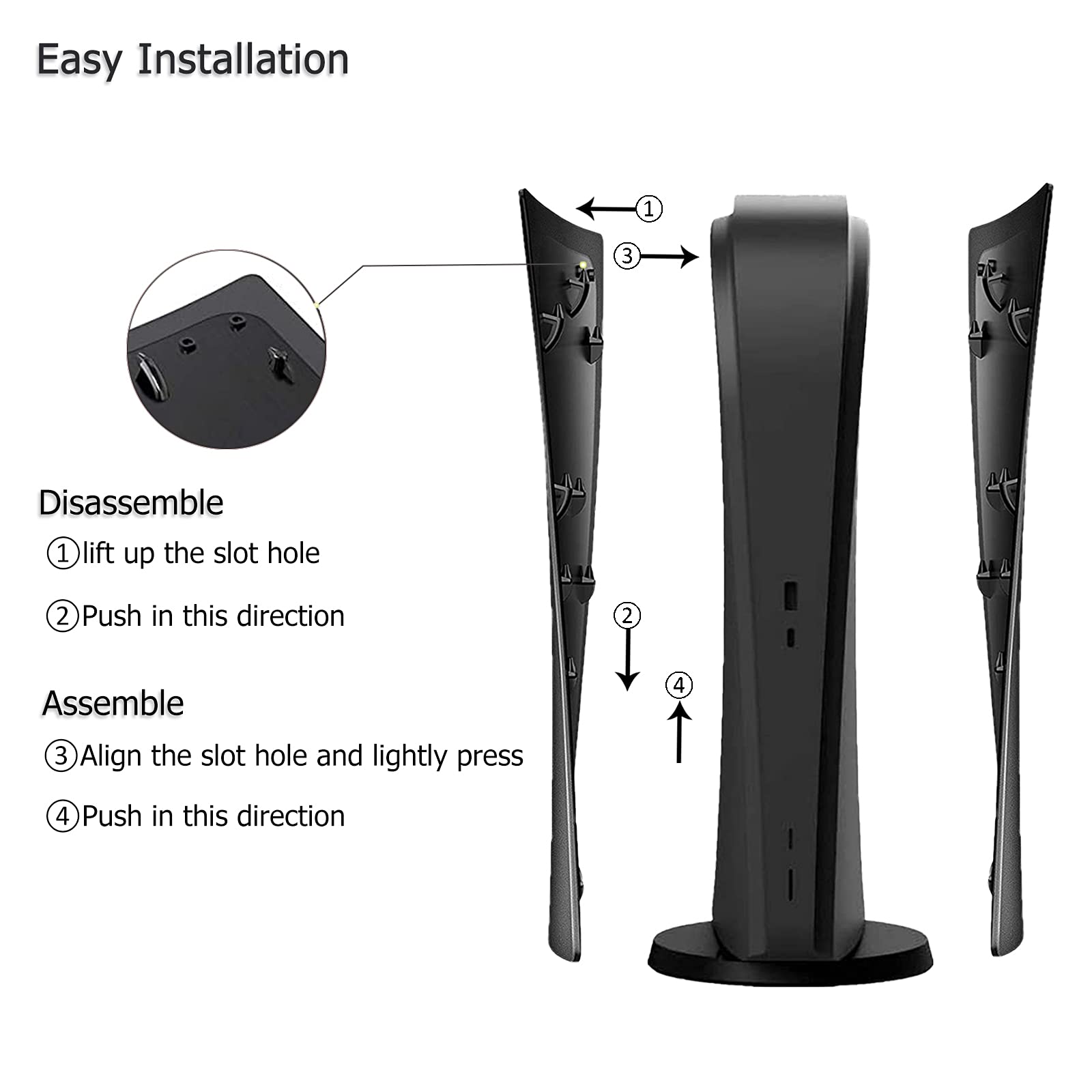 Console Cover for PS5 Digital Edition Skin DOBEWINGDELOU Anti-Scratch Dustproof Cover Replacement Plate for Playstation 5 Digital Edition Console Hard ABS Shockproof Shell for PS5 Console (Black)