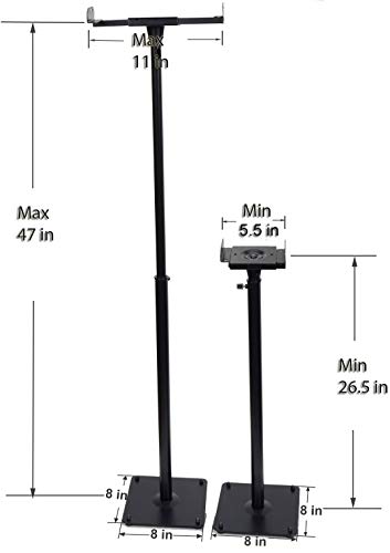 VideoSecu 2 Heavy Duty PA DJ Club Adjustable Height Satellite Speaker Stand Mount - Extends 26.5" to 47" (Compatible with Bose, Harmon Kardon, JBL, KEF, Klipsch, Sony, Yamaha, Pioneer and Others) 1B7