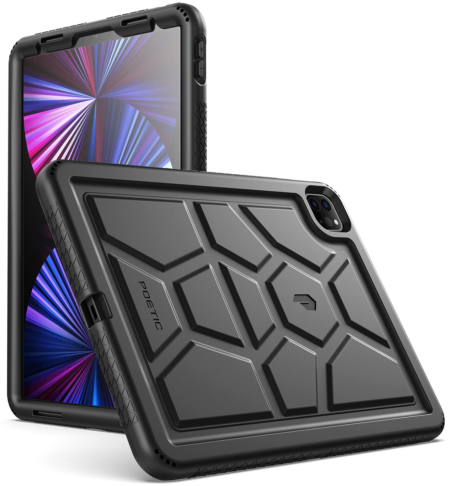 Poetic TurtleSkin Heavy Duty Case Designed for iPad Pro 11 Inch 4th Gen 2022 / 3rd Gen 2021 / 2nd Gen 2020 / 1st Gen 2018, Rugged Shockproof Drop Protection Kids Friendly Silicone Cover Case, Black