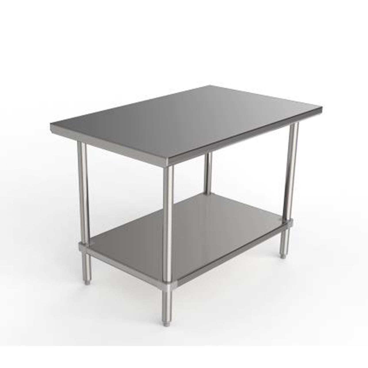 GSW Commercial Grade Flat Top Work Table with Stainless Steel Top, Galvanized Undershelf & Legs, Adjustable Bullet Feet, NSF/ETL Approved to Meet Sanitation Food Service Standard 37 (30" W x 36" L)