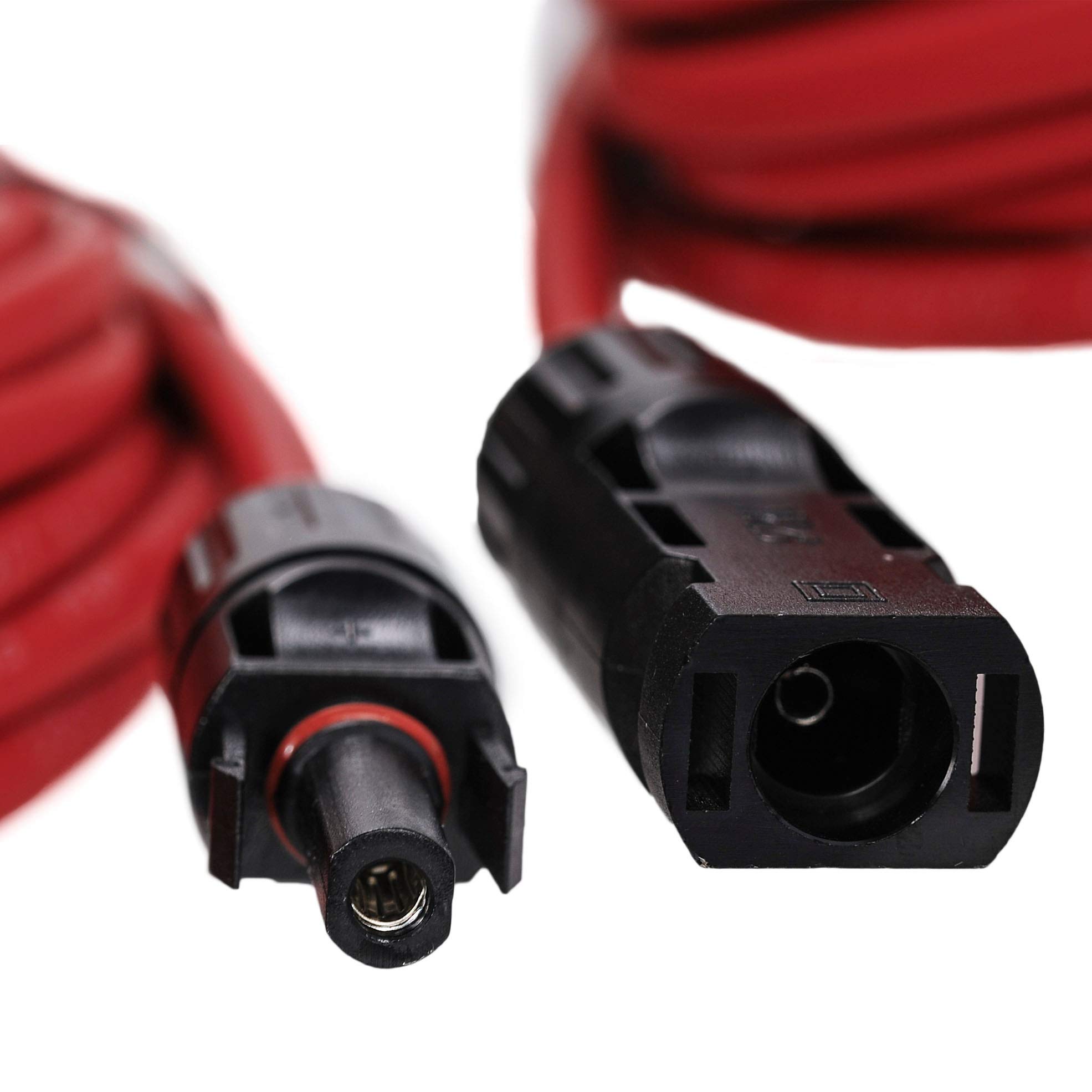 Carkio Solar Adaptor Cable,1 Pair Waterproof 12 Gauge 12AWG(4mm²) Wire 20 Feet Solar Panel Extension Cable Wire with Female and Male Connectors Compatible with Solar Panel System-Red&Black