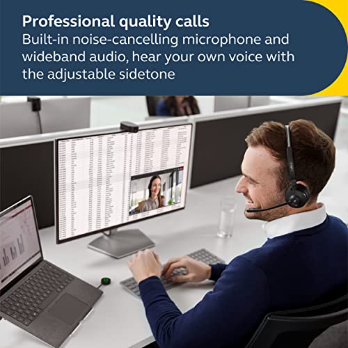 Jabra Engage 55 Stereo Wireless Headset with Link 400 USB-C DECT Adapter β Noise-Cancelling Microphone, Extensive Range, Hearing Protection β MS Teams Certified, Works with All Other Platforms β Black