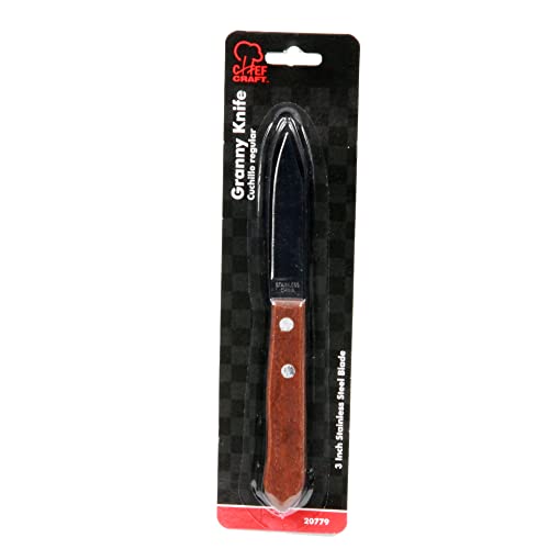 Chef Craft Select Stainless Steel Granny Knife, 6.75 inches in Length 3 inch Blade, Wood Handle