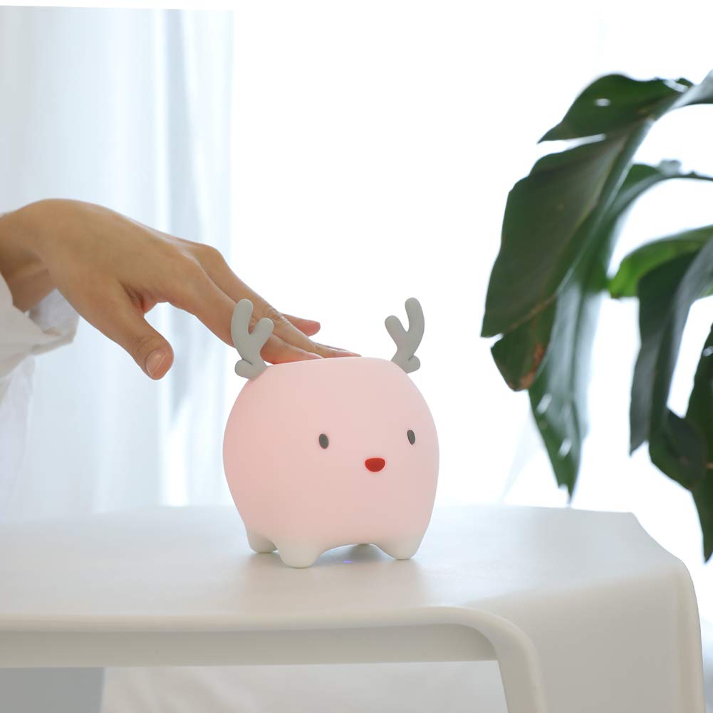 Deer Kids Night Light, Premium Silicone Nightlight for Kids, Cute and Dimmable Silicone Lamp for Soothing Bedtime Ambiance