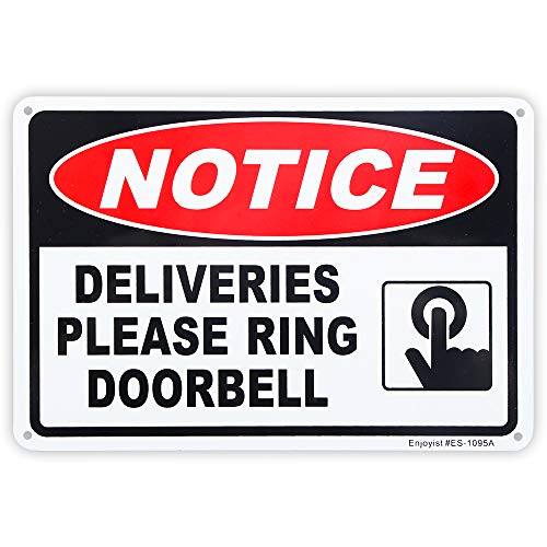Deliveries Please Ring Doorbell Sign, 10"x 7" .04" Aluminum Reflective Sign Rust Free Aluminum-UV Protected and Weatherproof