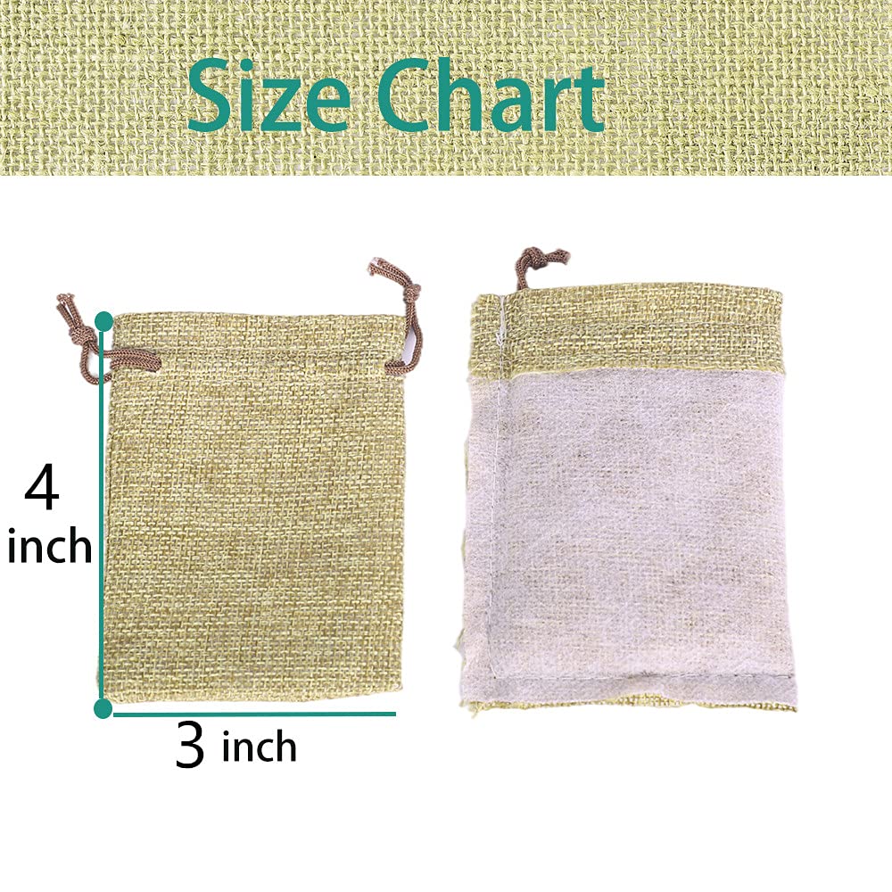 LYSXP 50PCS Burlap Bags with Drawstring,3x4 Inch Cream color Drawstring Gift Bag Jewelry Pouches for Wedding Party Favors, DIY Craft