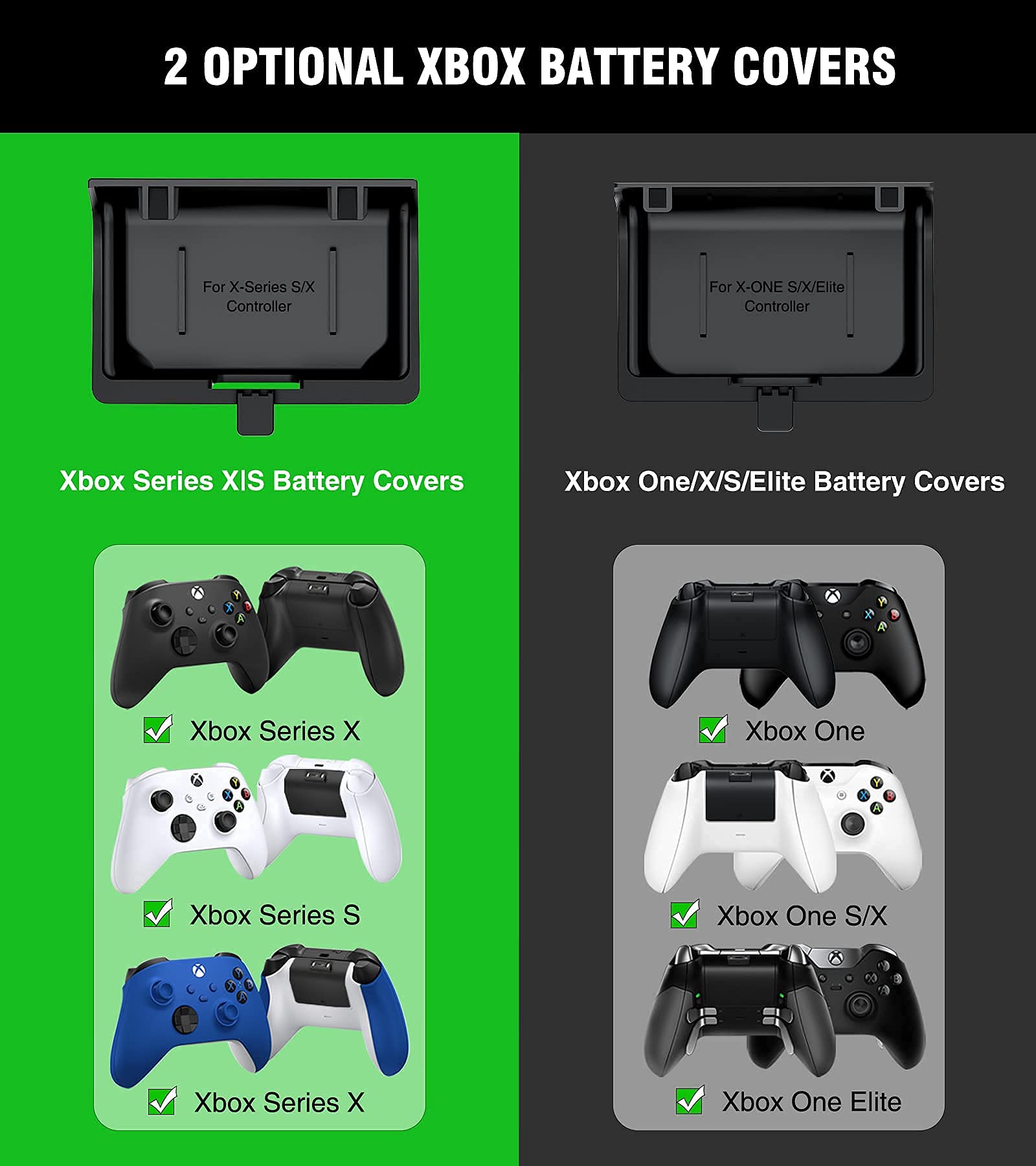 Controller Charger for Xbox One & Series X|S, Charging Station w/2x1550mAh Rechargeable Battery Packs Compatible with Xbox One/Series X|S/Elite Controller, Additional Battery Doors