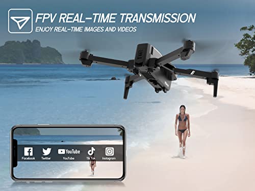 NEHEME NH760 Drones with 1080P HD Camera for Adults, WIFI FPV Live Video, RC Quadcopter Foldable Drones for Kids Beginners, Headless Mode, One Key Start Toys Gifts with 2 Batteries, Upgraded Version