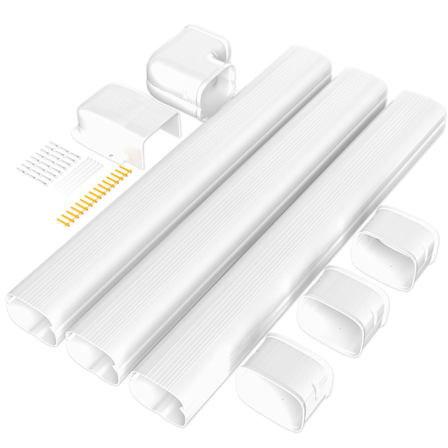 Cestluck 5'' 11 Ft Mini Split Line Set Cover Kit, PVC Decorative Pipe Line Cover Kit for Mini Split Air Conditioner, Central AC and Heat Pumps
