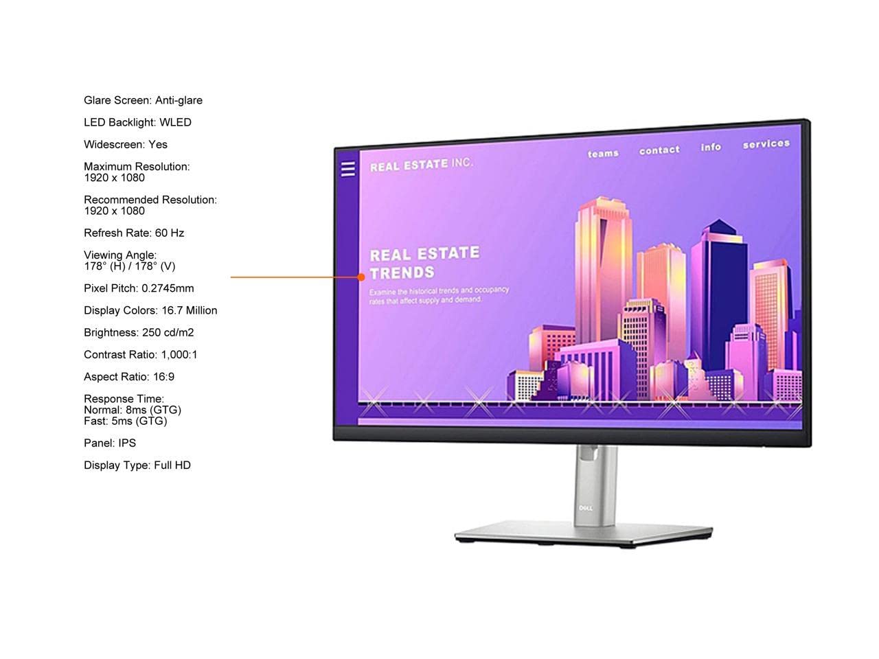Dell 24 Monitor - P2422H - Full HD 1080p, IPS Technology, ComfortView Plus Technology
