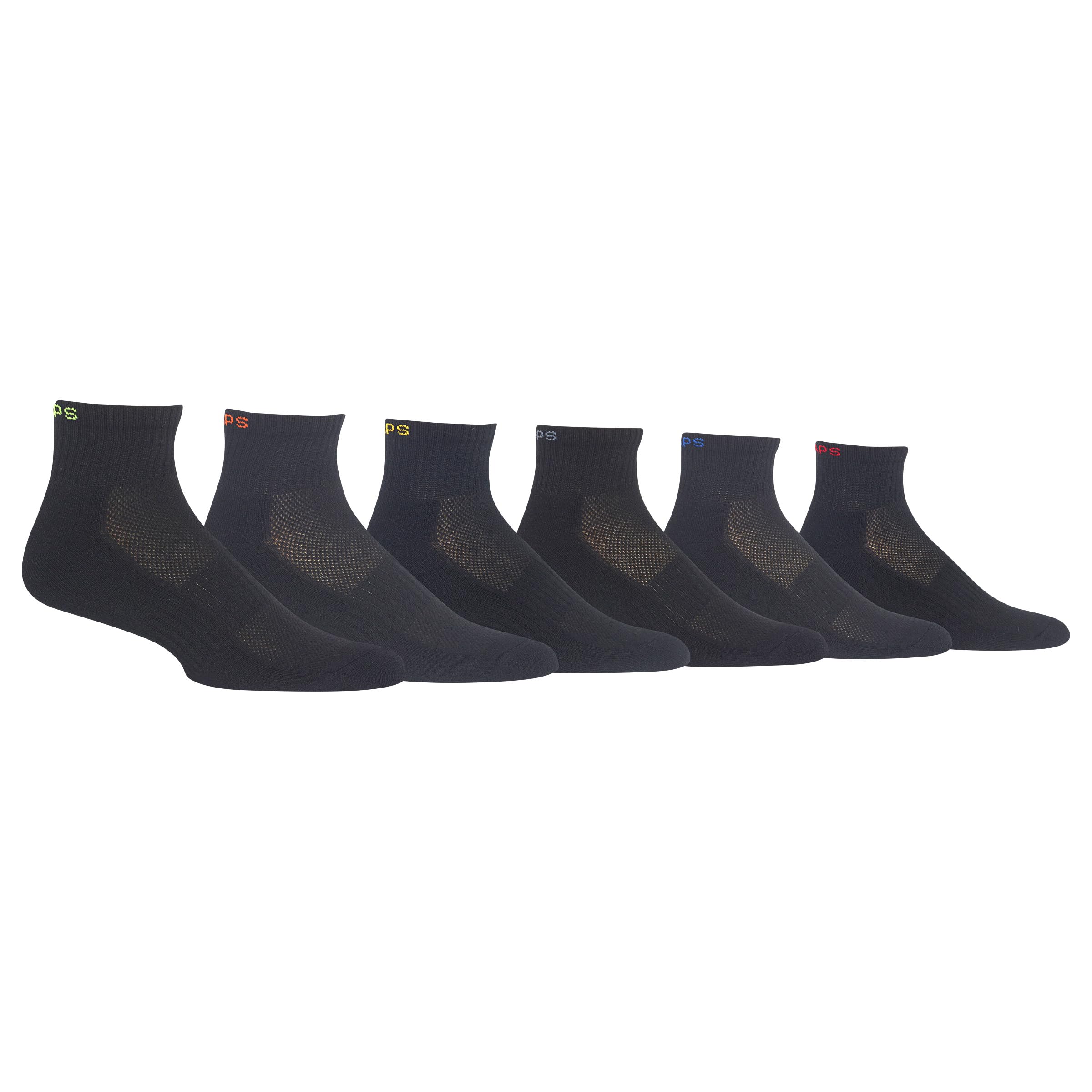 Chaps Men's Cushioned Athletic Socks-6 Pair Pack-Breathable Front Mesh and Arch Support Band, Black, Shoe Size: 6-12