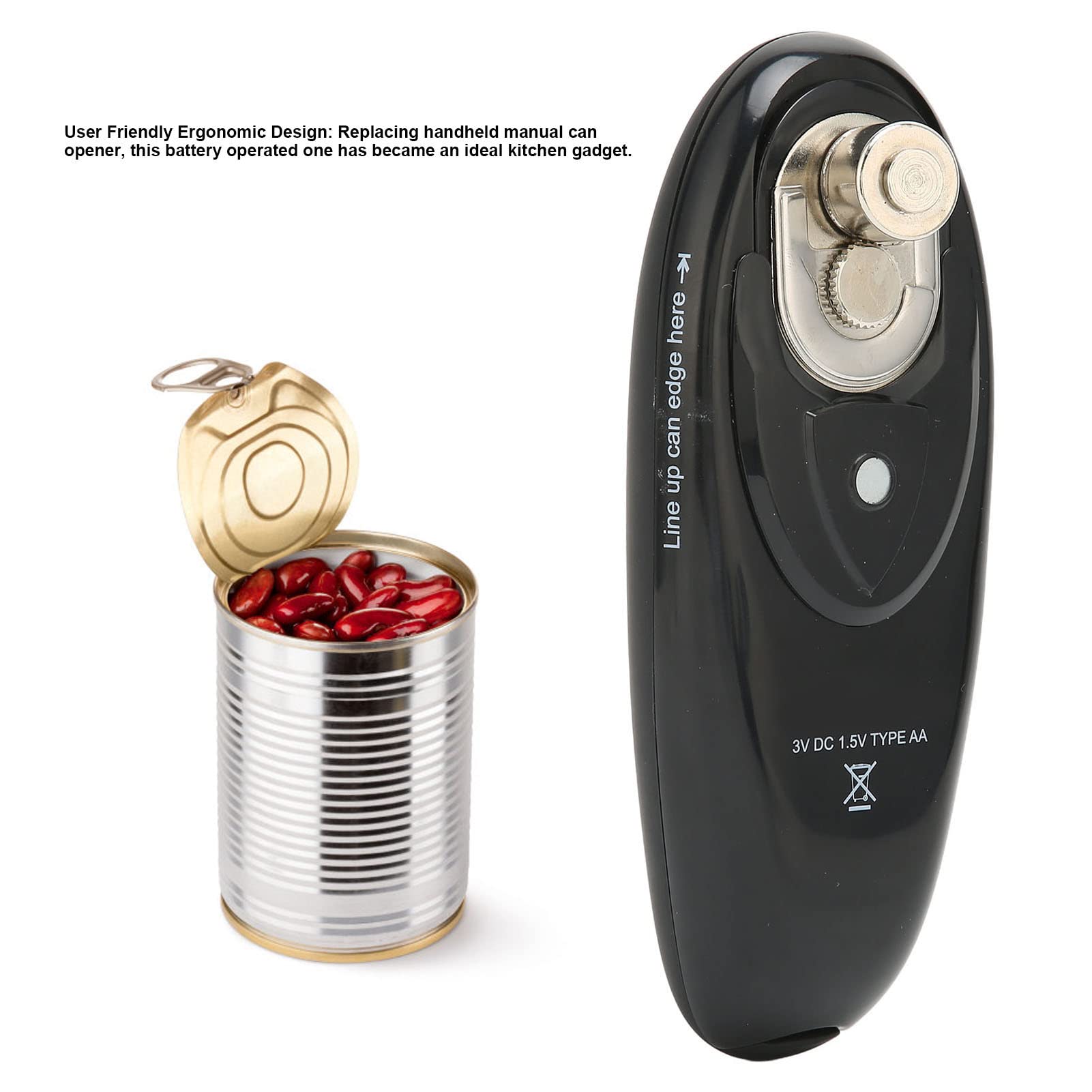Electric Can Opener,Professional Reliable Practical Durable Automatic Opener Handheld Cutter Hands Free One Touch To Start Operated Smooth Edge Opener for Kitchen with Stainless Steel Blade