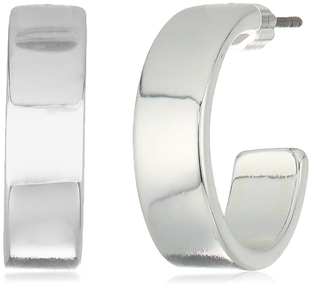Chaps Women's Silvertone C Hoop Post Hoop Earrings
