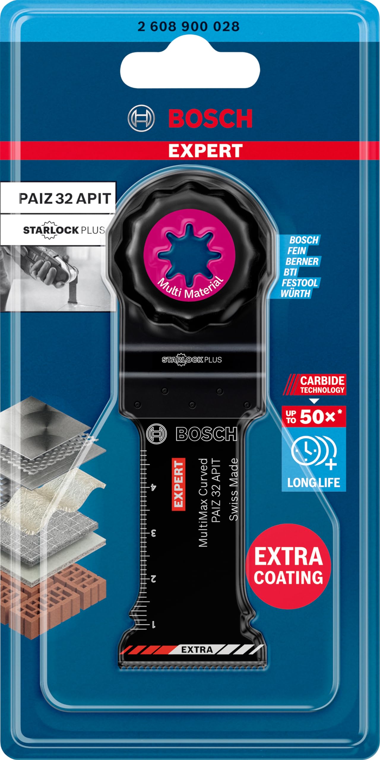 Bosch Professional 1x Expert MultiMax PAIZ 32 APIT Multitool Blade (for Stainless Steel Sheets, Width 32 mm, Accessories Multitool)