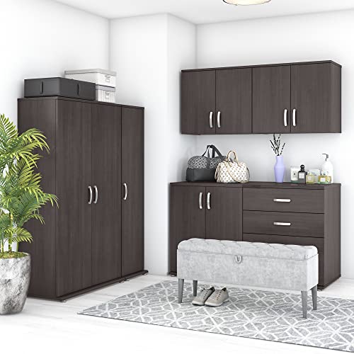 Bush Business Furniture Universal 6 Piece Modular Closet Storage Set with Floor and Wall Cabinets, Storm Gray