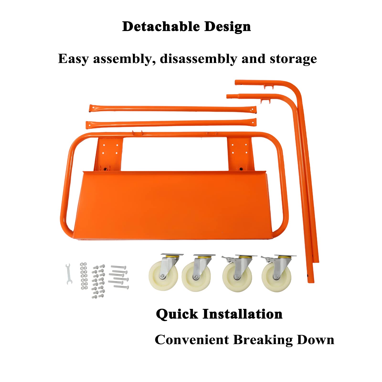 Drywall Sheet Cart, Heavy Duty Panel Dolly Cart with 4 Swivel Wheels, Handling Wall Panel, Sheetrock Sheet Panel Service Cart, Wood Panel, Rolling Dolly for Garage, Home, Warehouse (Orange, 3000 lbs)