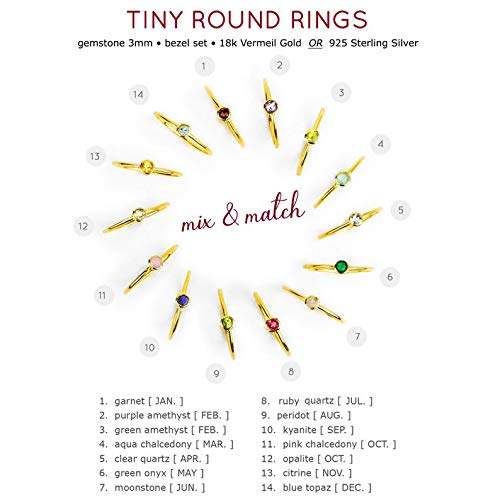 Tiny Gemstone Stacking Ring, Minimalist Dainty Thin Ring Band, Simple Stackable Birthstone Ring, January Birthstone Ring, Dainty January Birthstone Jewelry (Garnet)