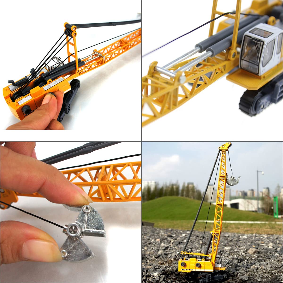 Tipmant Children Alloy Die-cast Car Model Toy Excavator Truck Digging Cable Engineering Vehicle Tower Crane Collection Gift for Kids Scale: 1:87