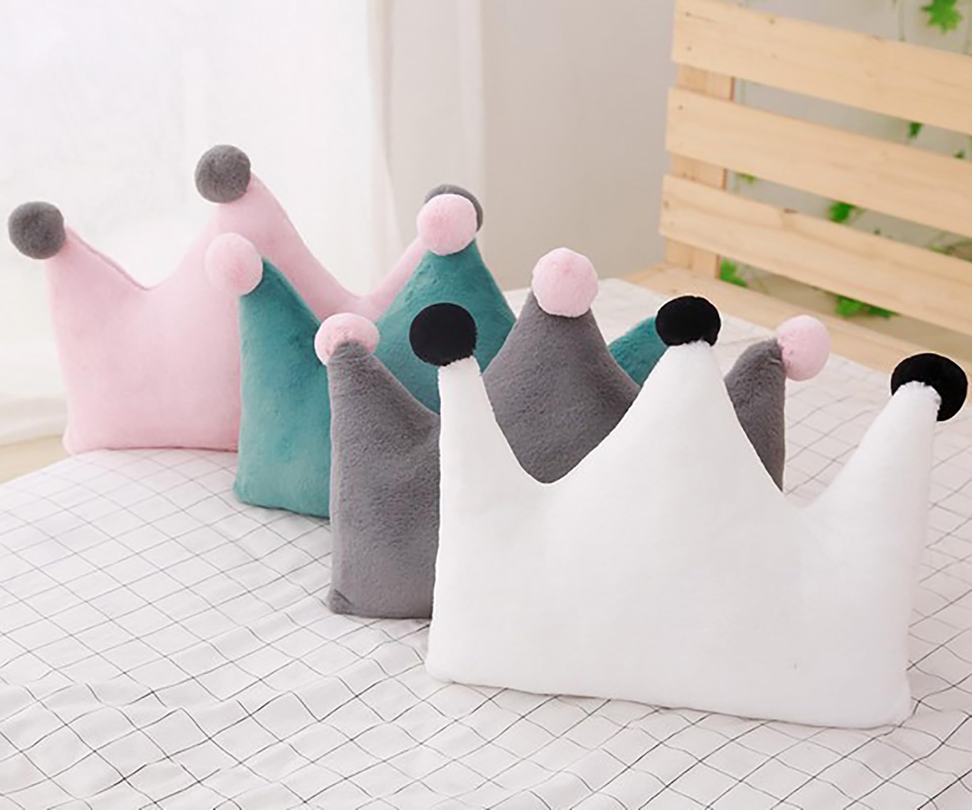 Golden ear of Wheat Cozy Plush Pillow - Star, Moon, Crown, Heart and Triangle Shapes Available in Multiple Shapes. (Crown, Pink)