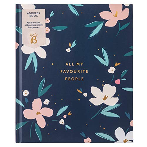 Busy B Large Address Book with Alphabetical tabs, Address Change Stickers & Pocket, Pretty Petals