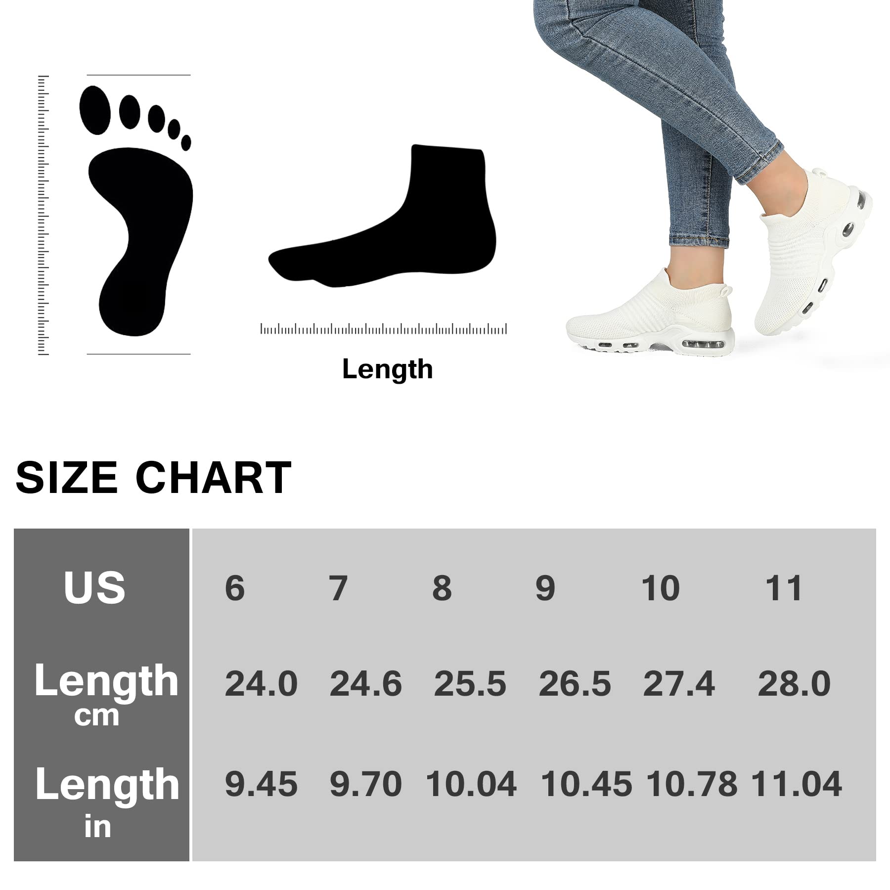 COASIS Women's Walking Shoes Slip on Sock Sneaker Mesh Air Cushion Work Nurse Shoes, Size 7, White
