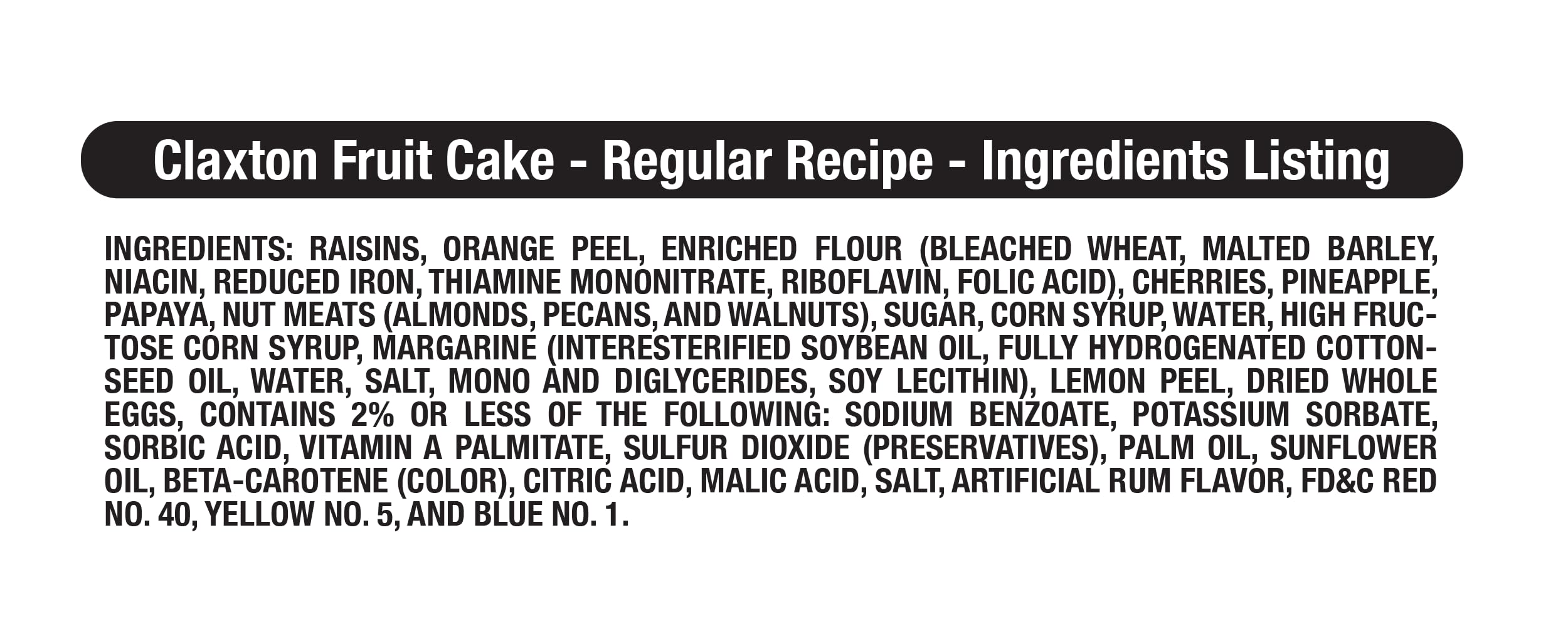 Claxton Fruit Cake - 3-1 Lb. - Holiday Pack - Regular Recipe