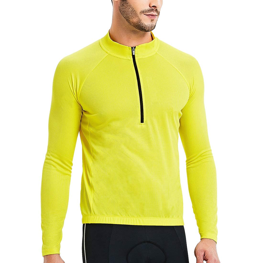 CATENA Men's Cycling Jersey Long Sleeve Shirt Running Top Moisture Wicking Workout Sports T-Shirt Grey