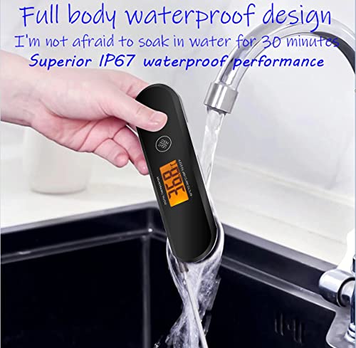 Digital Meat Thermometer for Cooking with Probe and Backlight,IP67 Waterproof CookingThermometer for Grilling BBQ, Kitchen Cooking,Candy,Oil and Roast Turkey ,Instant Read Thermometer Digital(Black)