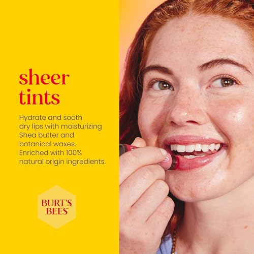 Burts Bees 100% Natural Tinted Lip Balm, Red Dahlia with Shea Butter & Botanical Waxes 1 Tube