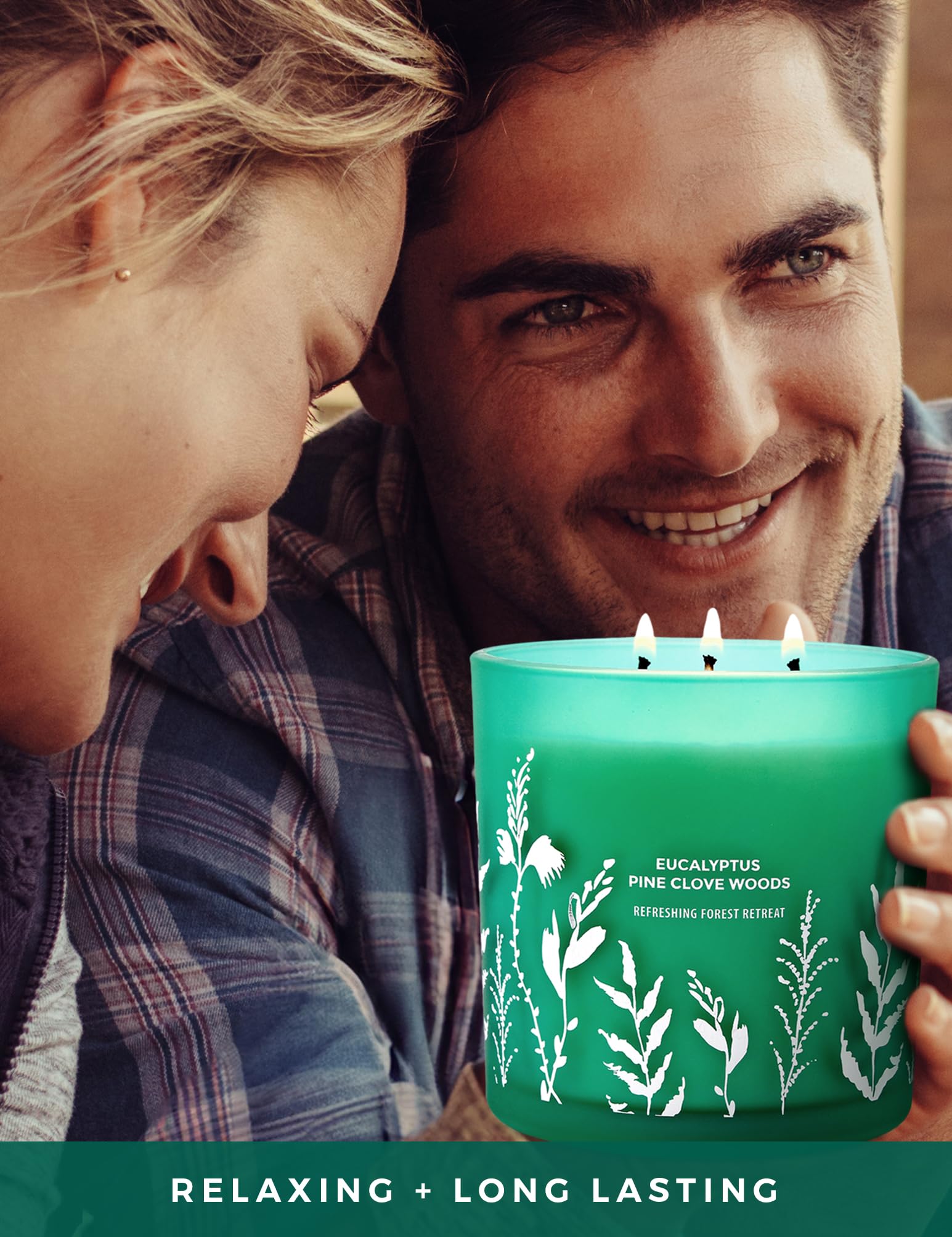 Eucalyptus Pine Clove Balsam Candle 3 Wick - Christmas Tree Scented Candle - Natural Soy Candle for Home Scented 14.5 Oz - Winter Holiday Candle Gift, Aromatherapy Stress Relief Candle for Women & Men