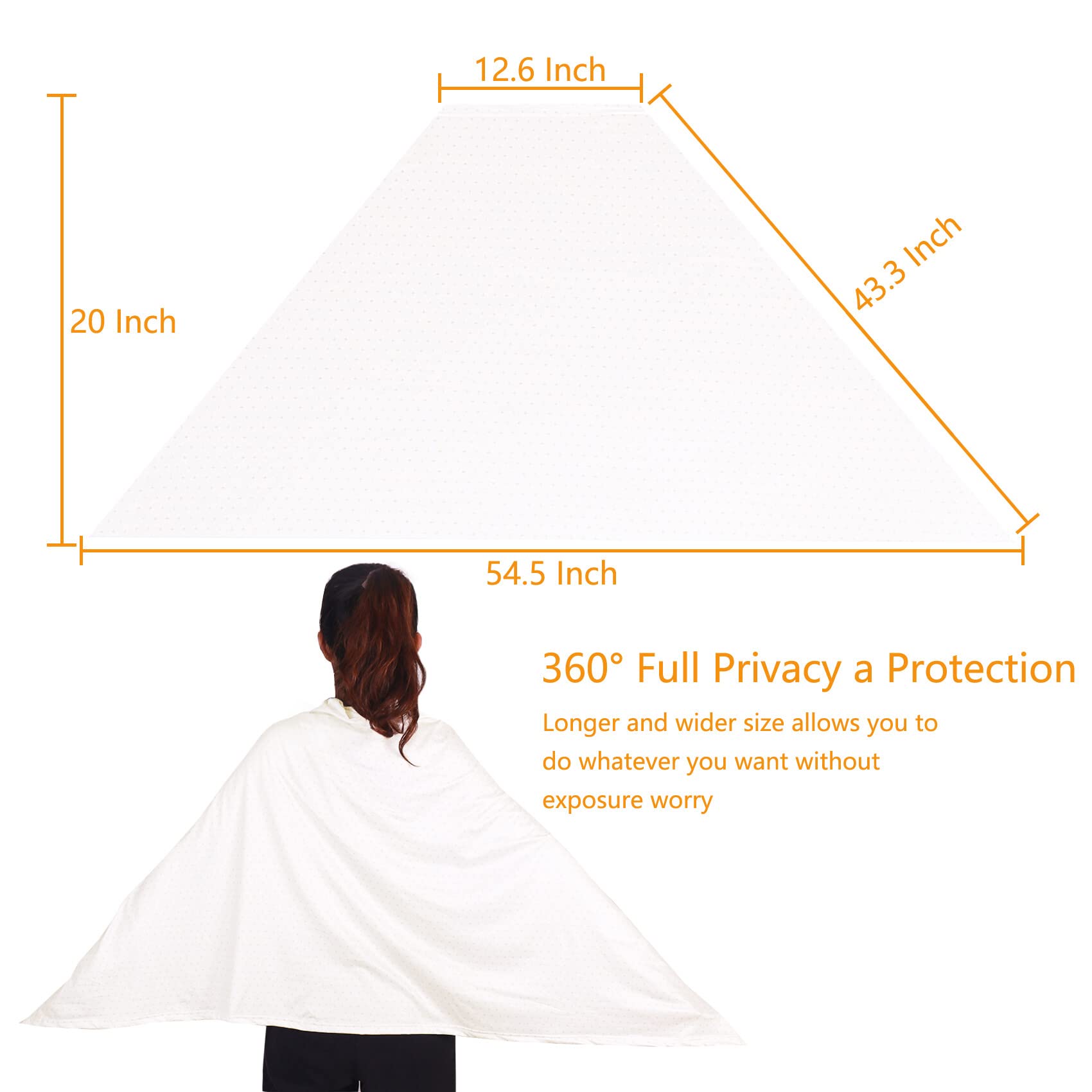 DSYJ Nursing Covers for Breastfeeding Poncho Cover, Soft & Breathable Fabric, 360° Full Privacy Universal Fit Multi Use 8-in-1 for Baby Car Seat Cocoon Feeding Canopy White