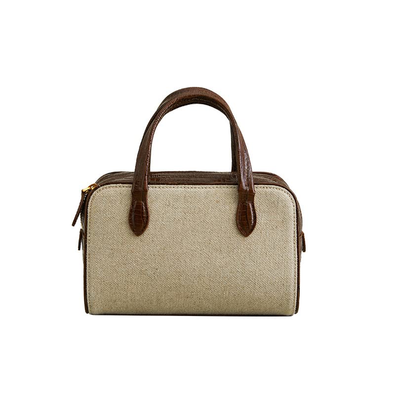 Coffee First Layer Cowhide Boston Bag New Soft Leather Women's Bag Vintage Handbag (Coffee)