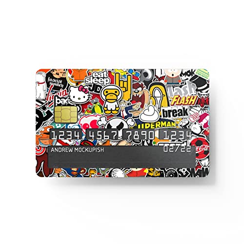 HK Studio Card Skin Sticker Bomb for EBT, Transportation, Key, Debit, Credit Card Skin - Covering Personalizing Bank Card - No Bubble, Slim, Waterproof, Digital-Printed