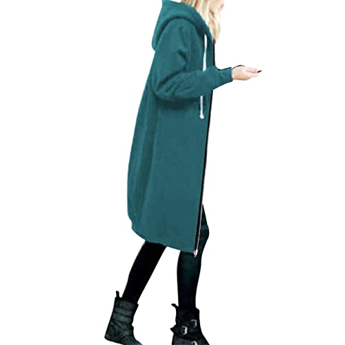 MKDEIAy Crewneck Sweatshirt Women Womens Casual Hoodies Zip-Up Long Sleeve Knee Length Tops Dressy Sweatshirts Cozy Fall Hooded Jackets With Pocket Sweatshirts For Teen Girls