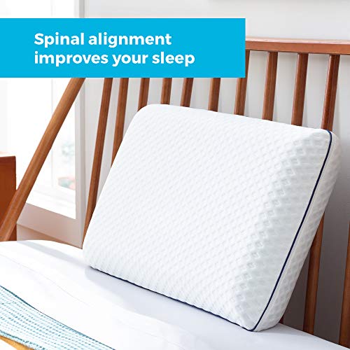 LINENSPA Pillow β Ventilated Gel Pillows Queen size β Memory Foam Pillows for Neck Support β Great for Side, Back, and Stomach Sleepers β Queen Size Pillows,Blue,white