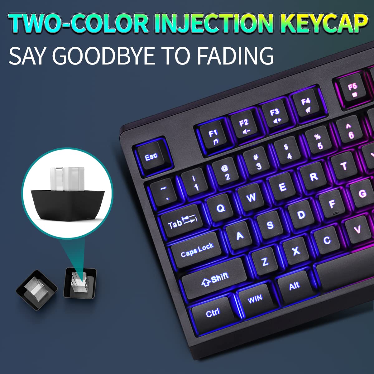 ZJFKSDYX C104 Wireless Gaming Keyboard and Mouse Combo - RGB Backlit, Mechanical Feel, Anti-ghosting, Rechargeable Battery, 7D 3200DPI Mice for Gamers