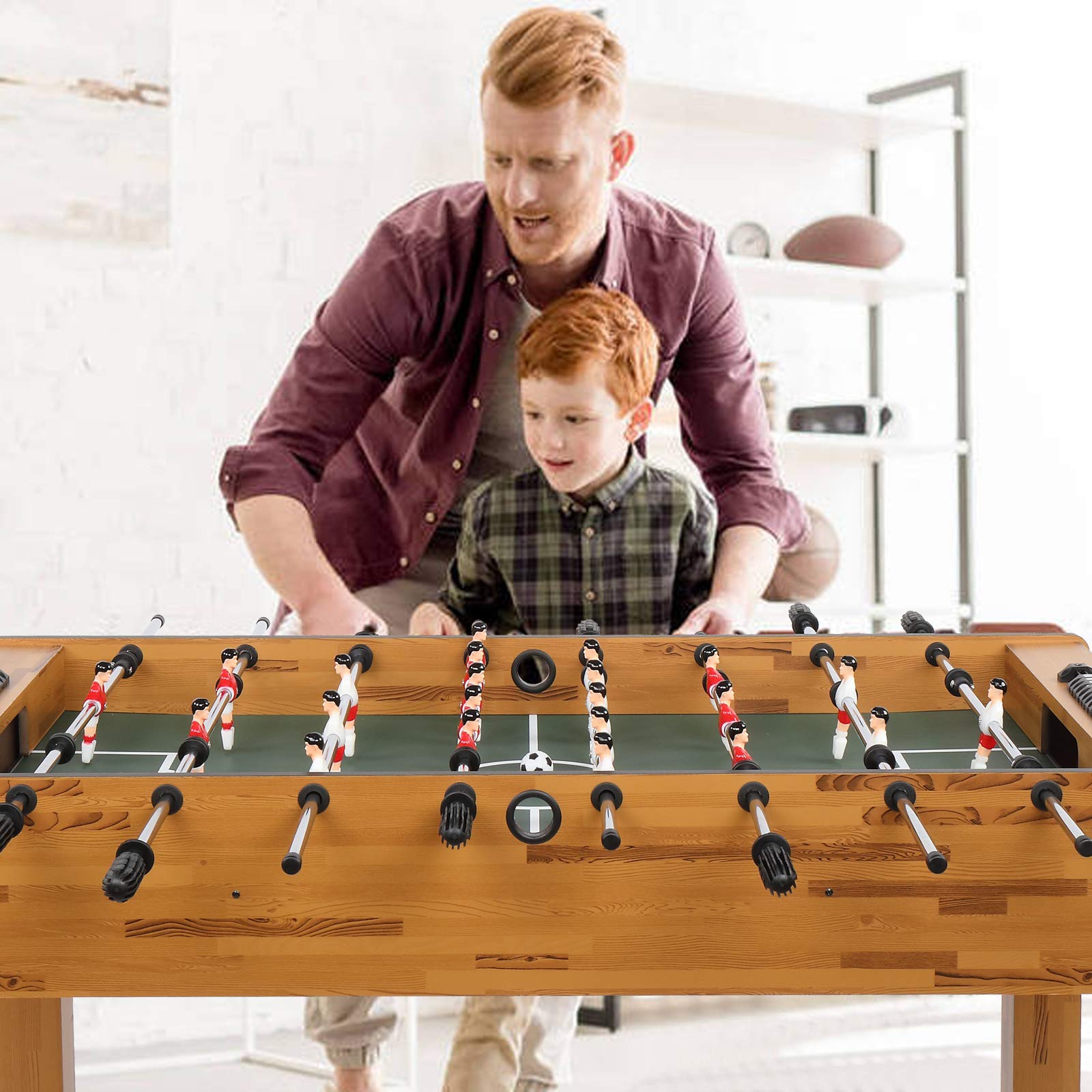 ZLLD 48in Football Table with Plastic Cup Holder, Arcade Table Soccer for Home, Game Room(Log Color)